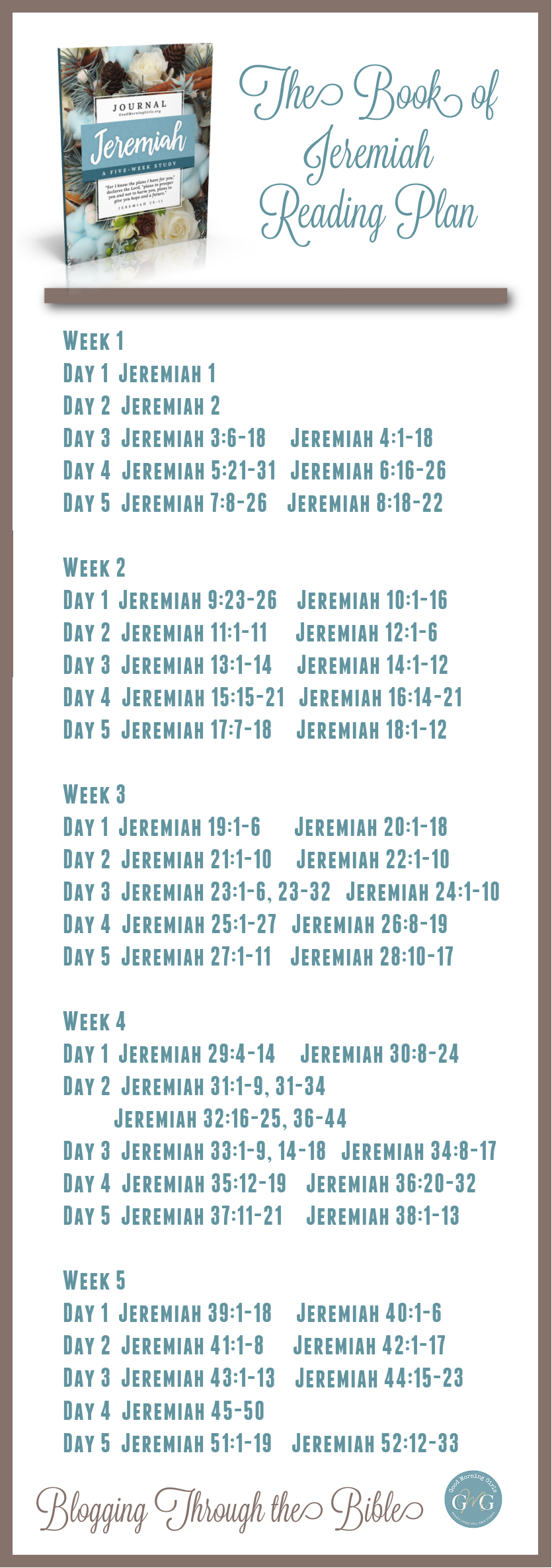 Jeremiah: Week 2 (Good Morning Girls Resources) - Women Living Well